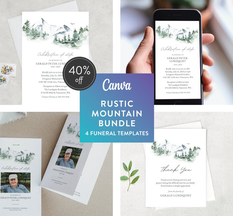 Rustic Mountain Canva Template Bundle of 4 Editable - Etsy