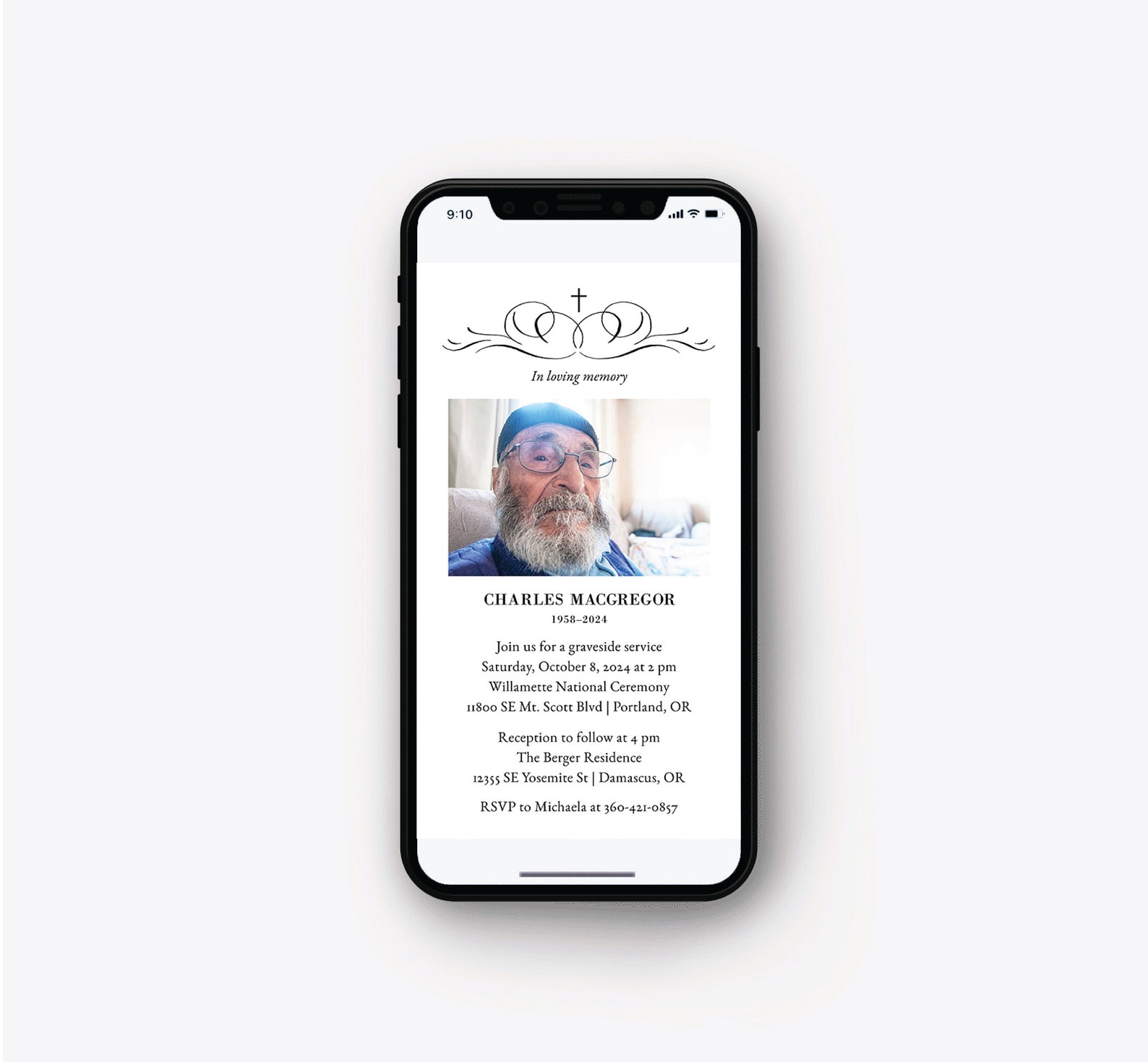 Digital Funeral Invite Phone Memorial Announcement Funeral | Etsy