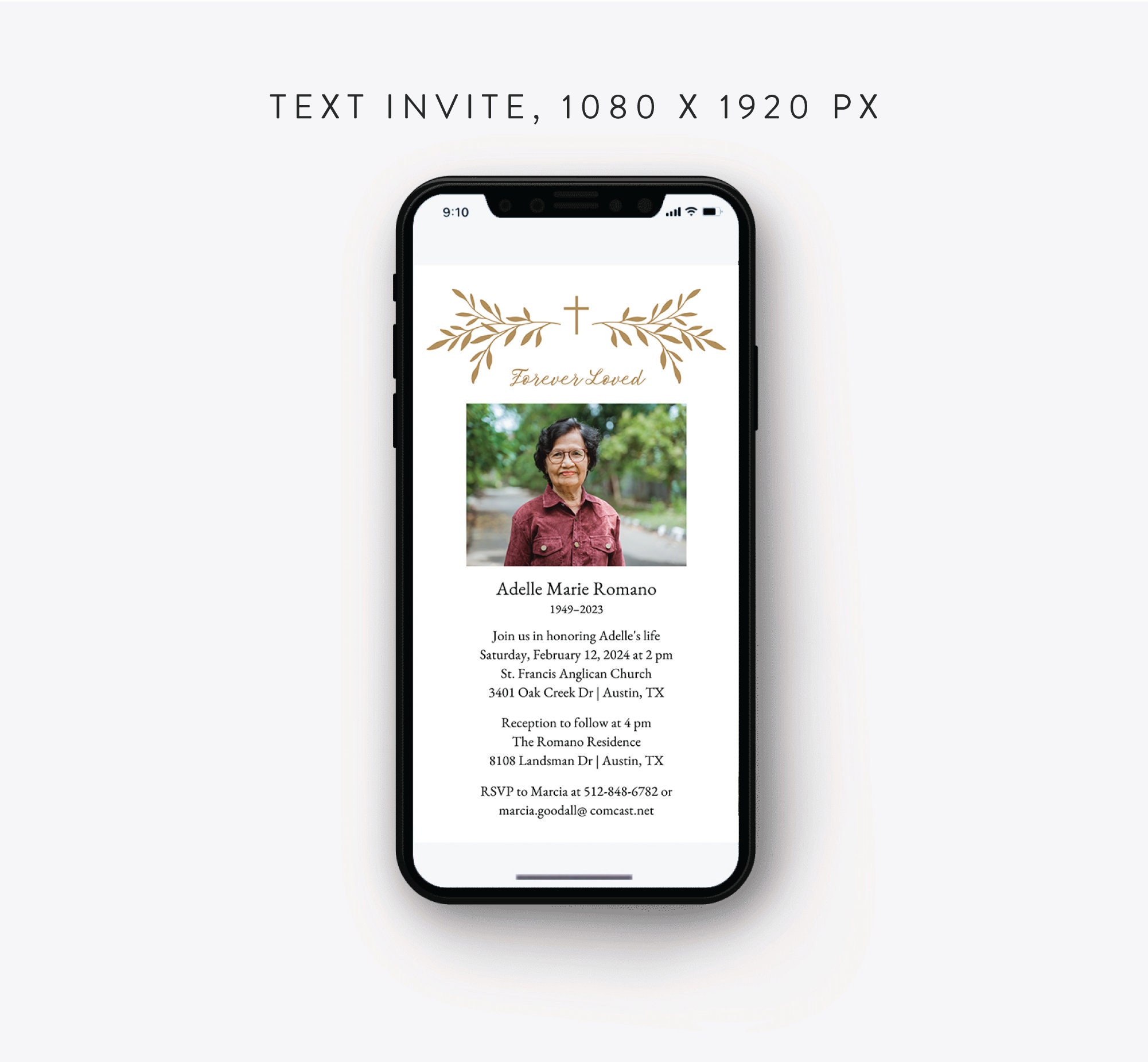 Text Invite Digital Funeral Invite Phone Funeral - Etsy