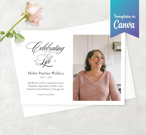 Editable Memorial Invitation Funeral Invitation - Etsy