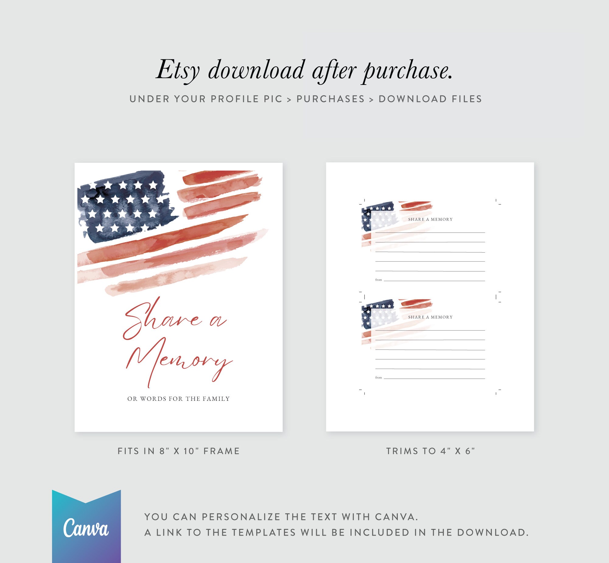 Share a Memory Funeral Sign and Matching Share a Memory Card Printable ...