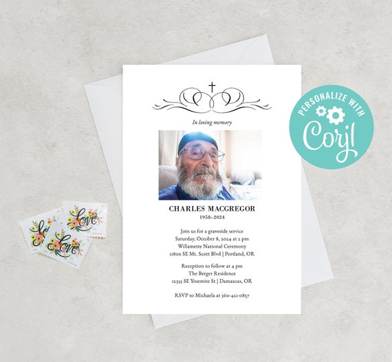 Editable Memorial Invitation | Memorial Tribute | ONLINE TEMPLATE ...