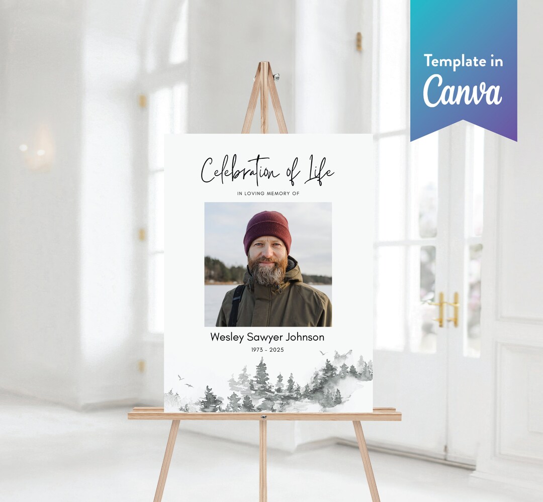 Large Memorial Welcome Sign | Funeral Large Sign | Celebration of Life ...