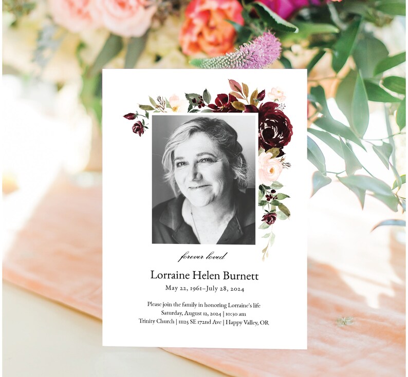 Editable Memorial Invitation Funeral Invitation ONLINE - Etsy