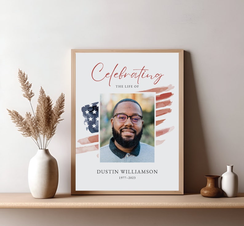 American Flag Memorial Welcome Sign: Celebration of Life (canva ...