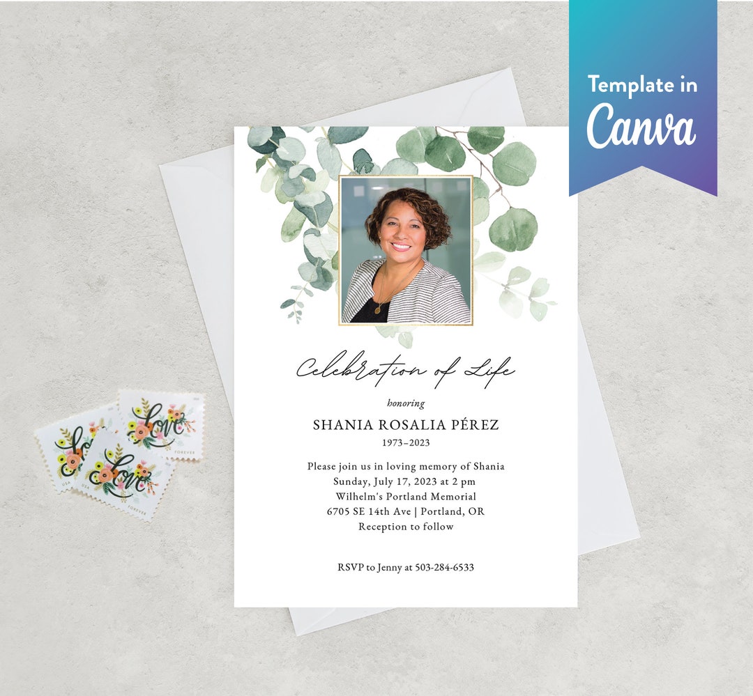 Editable Memorial Invitation | Religious Funeral Invitation ...