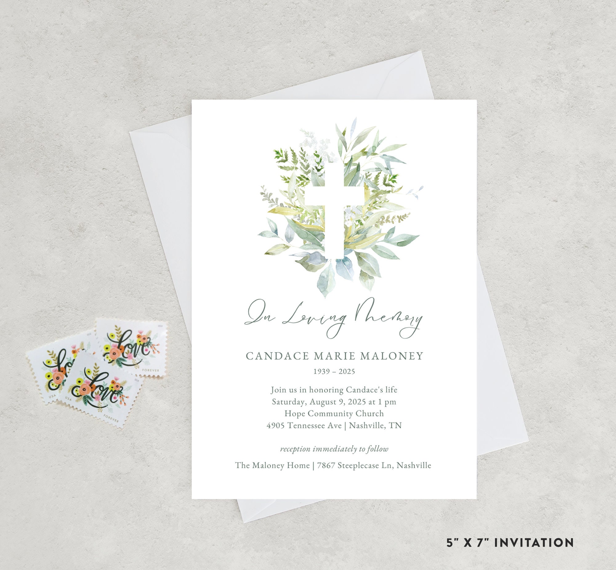 Greenery Cross Canva Template Bundle of 4 Editable - Etsy