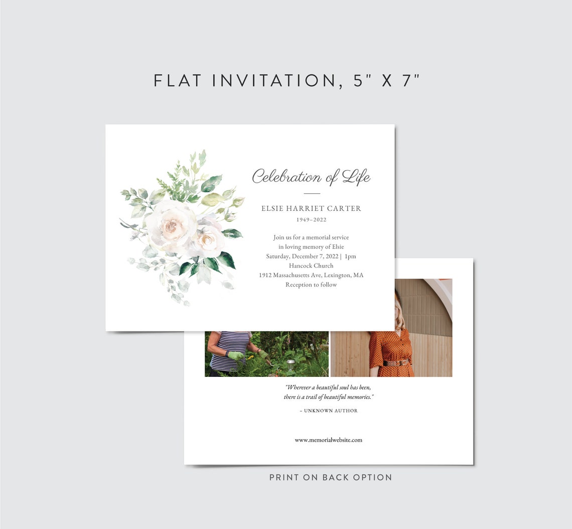 Editable Memorial Invitation Funeral Invitation - Etsy