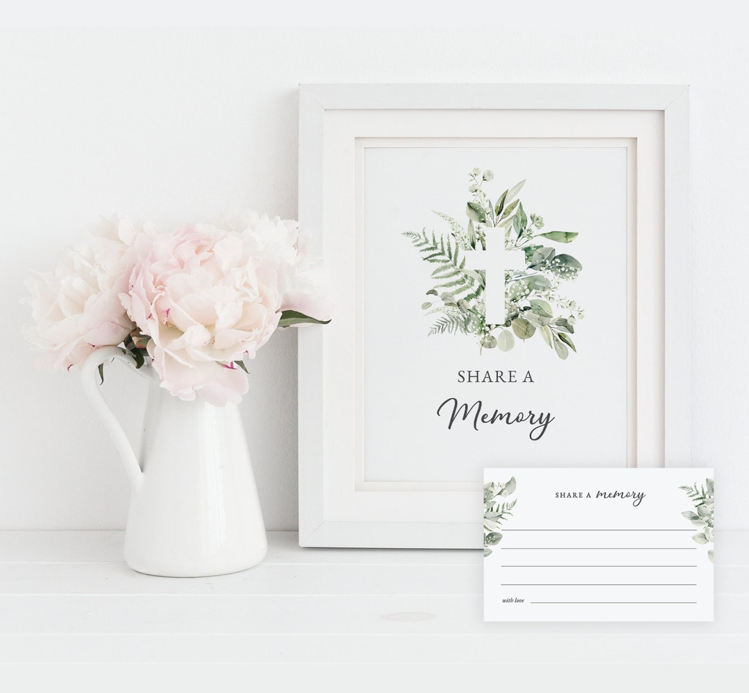 Share a Memory Funeral Sign and Matching Share a Memory Card ...