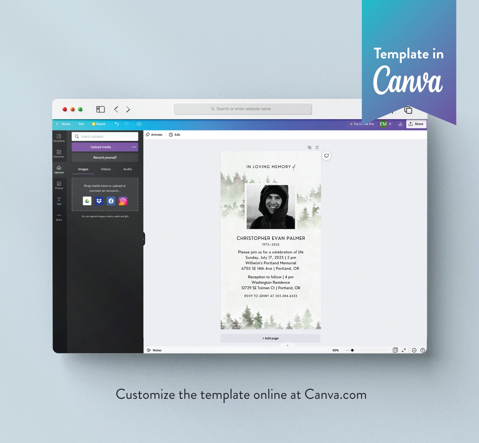 Text Invite Digital Funeral Invite Phone Funeral - Etsy