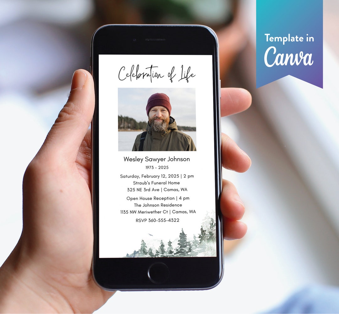 Text Invite | Digital Funeral Invite | Phone Funeral Announcement ...