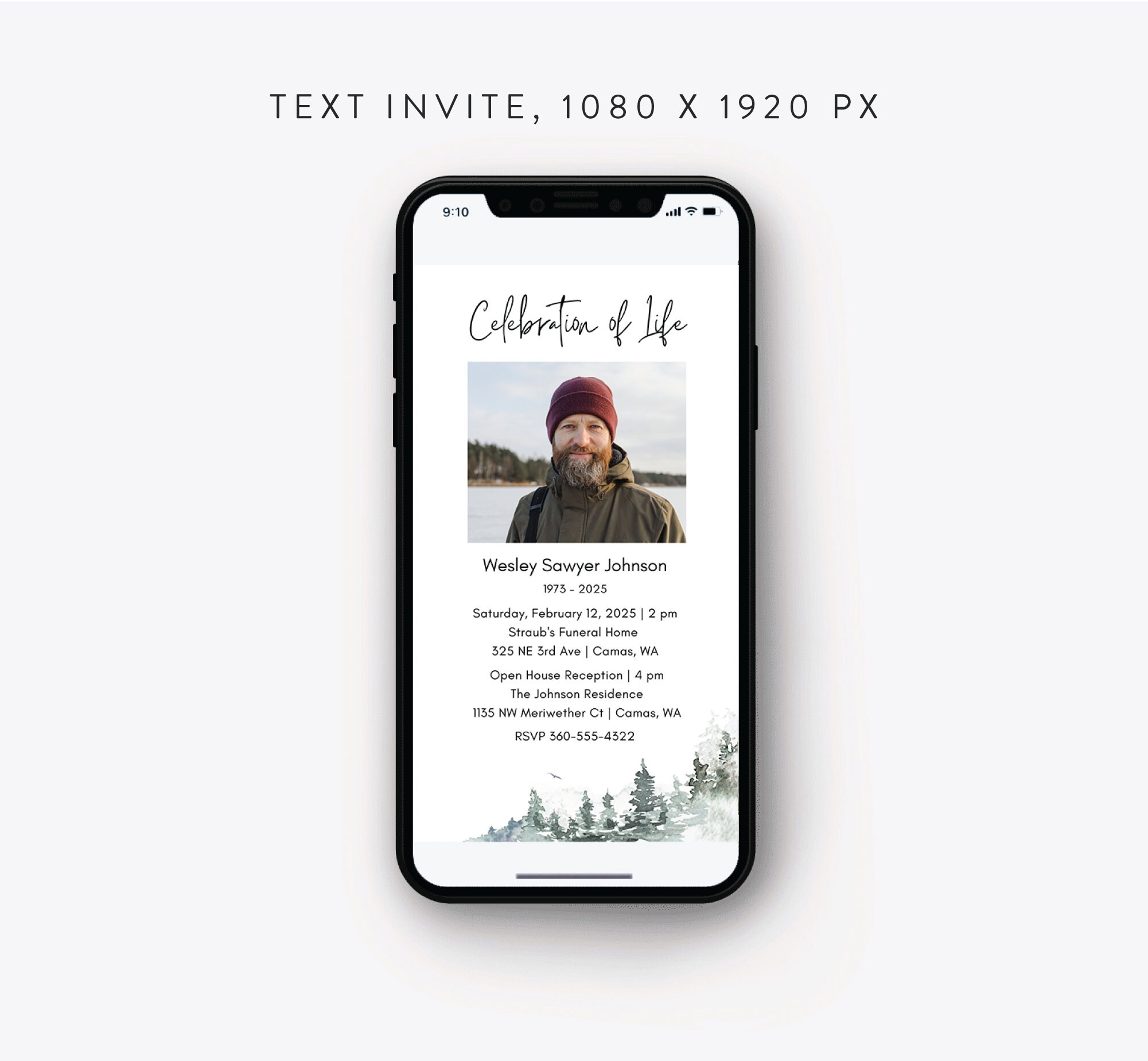 Text Invite Digital Funeral Invite Phone Funeral - Etsy