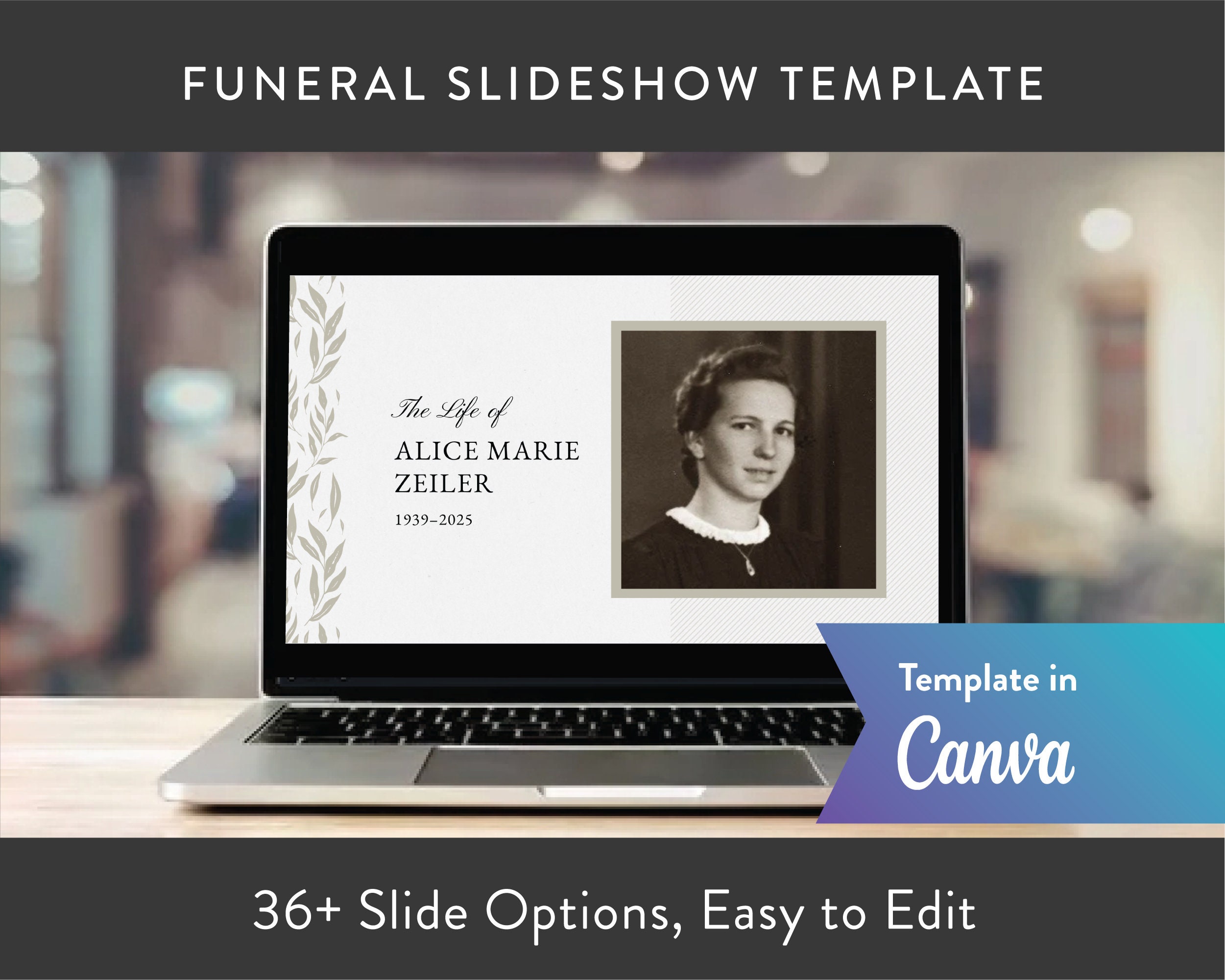 Vintage Remembrance Funeral Canva Video Slideshow Template for Memorial ...
