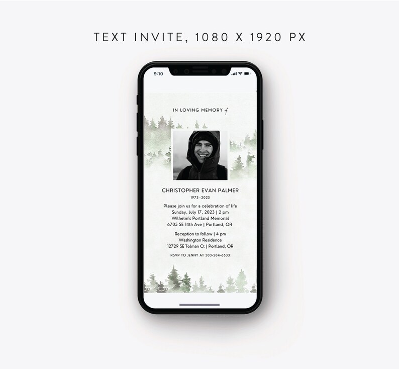 Text Invite Digital Funeral Invite Phone Funeral - Etsy