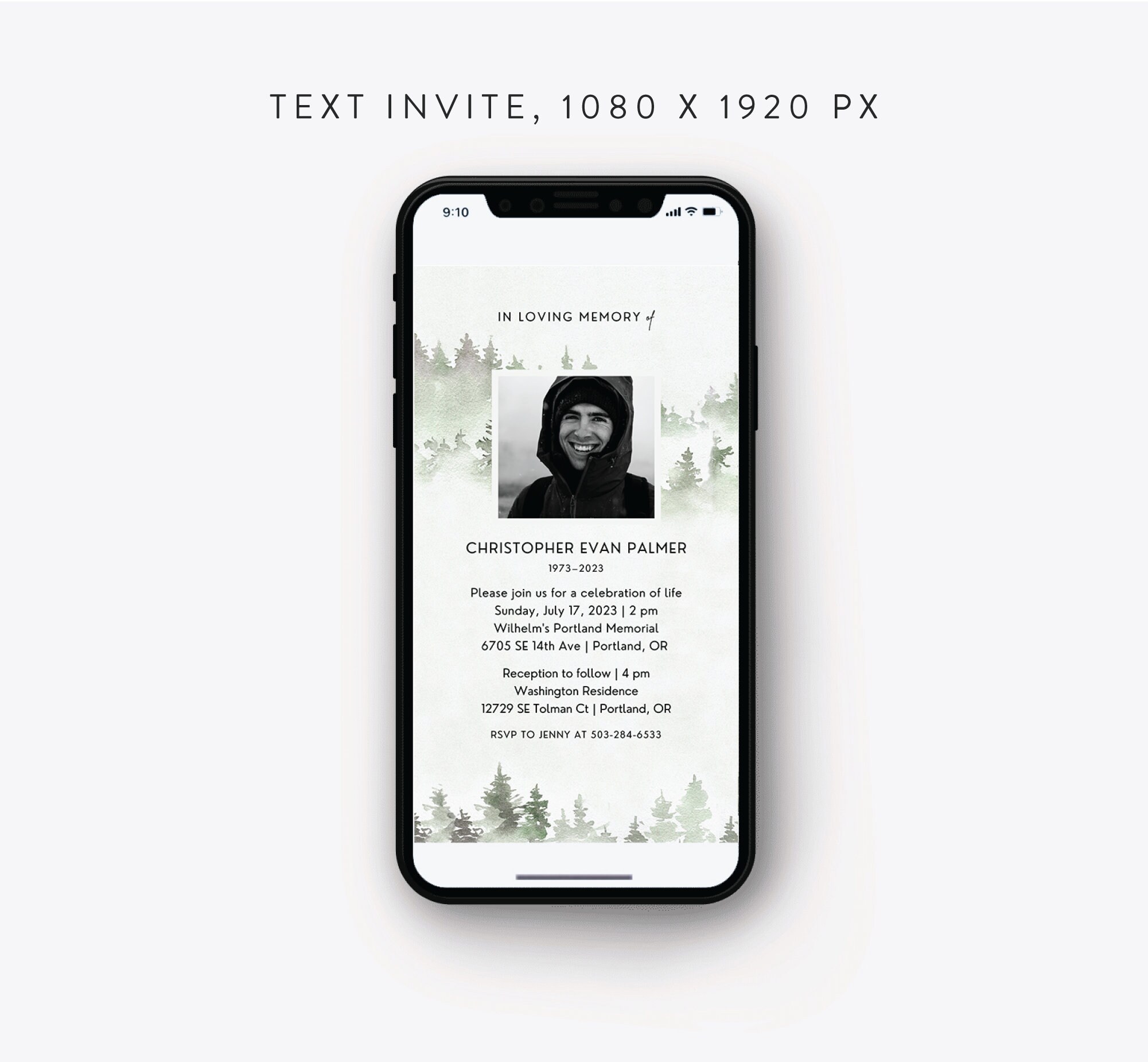 Text Invite Digital Funeral Invite Phone Funeral - Etsy