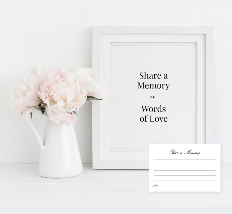 Share a Memory Funeral Sign and Matching Share a Memory Card Printable ...