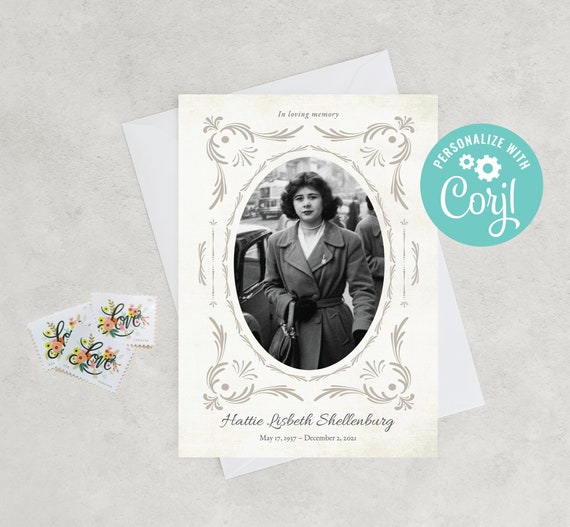 Editable Memorial Photo Card | Memorial Tribute | ONLINE TEMPLATE ...