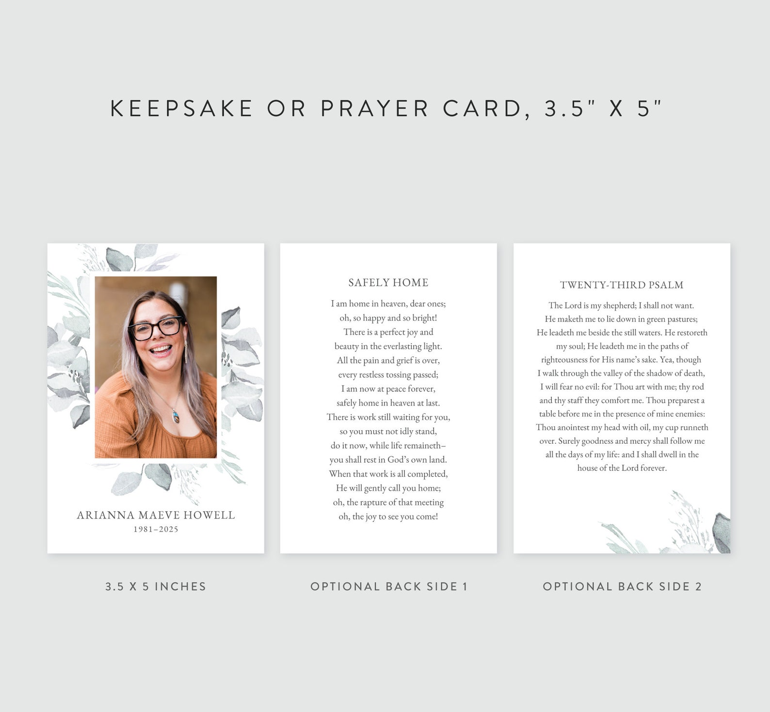 Editable Prayer Card Funeral Keepsake Card Celebration of - Etsy