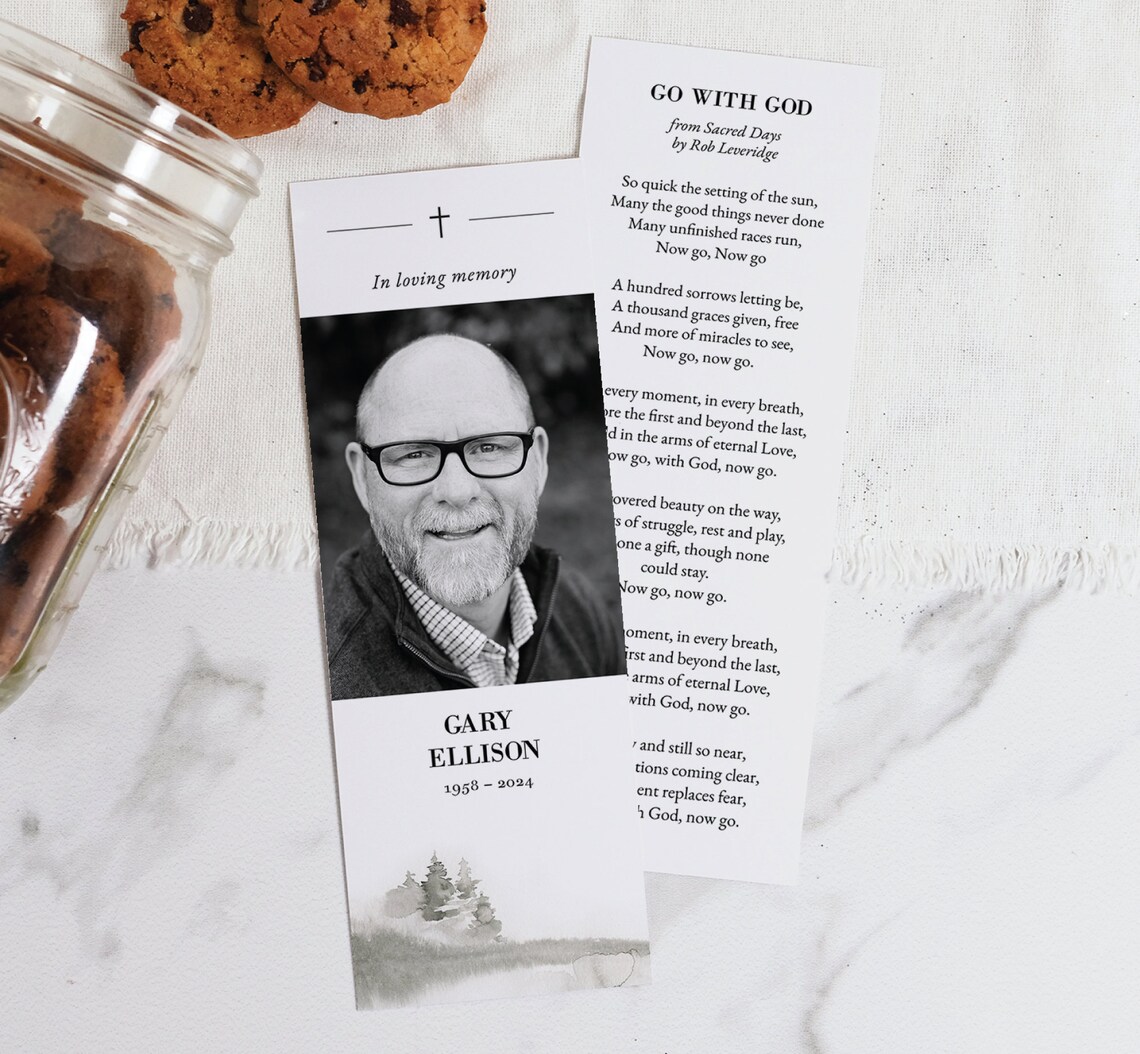 Editable Funeral Bookmark Printable Memorial Bookmark 2.5 X 7 | Etsy