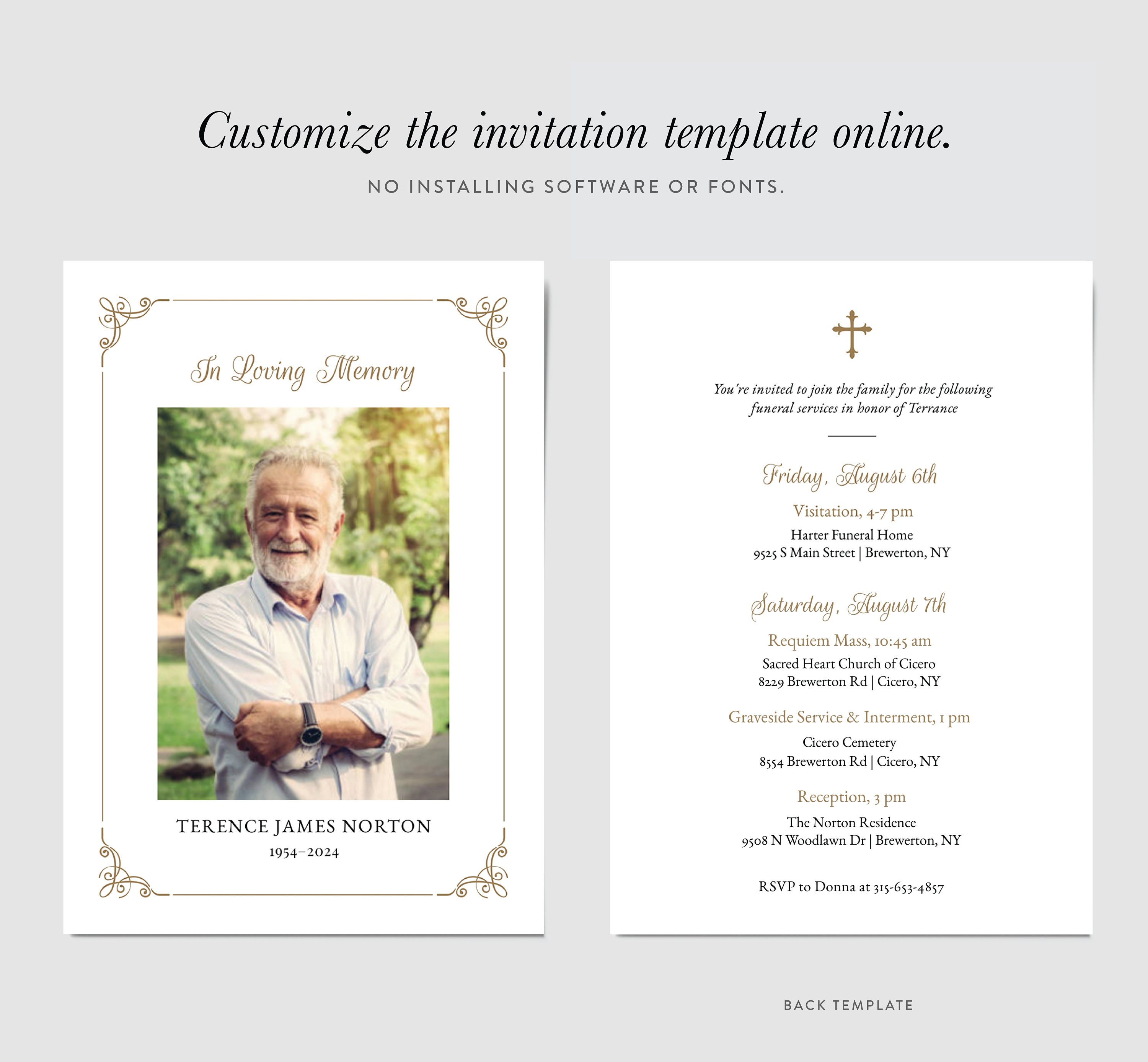 Editable Memorial Invitation Funeral Invitation | Etsy