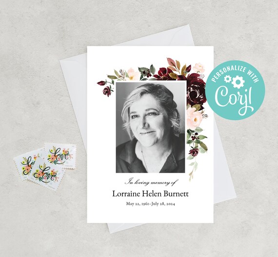 Editable Memorial Photo Card | Memorial Tribute | ONLINE TEMPLATE ...