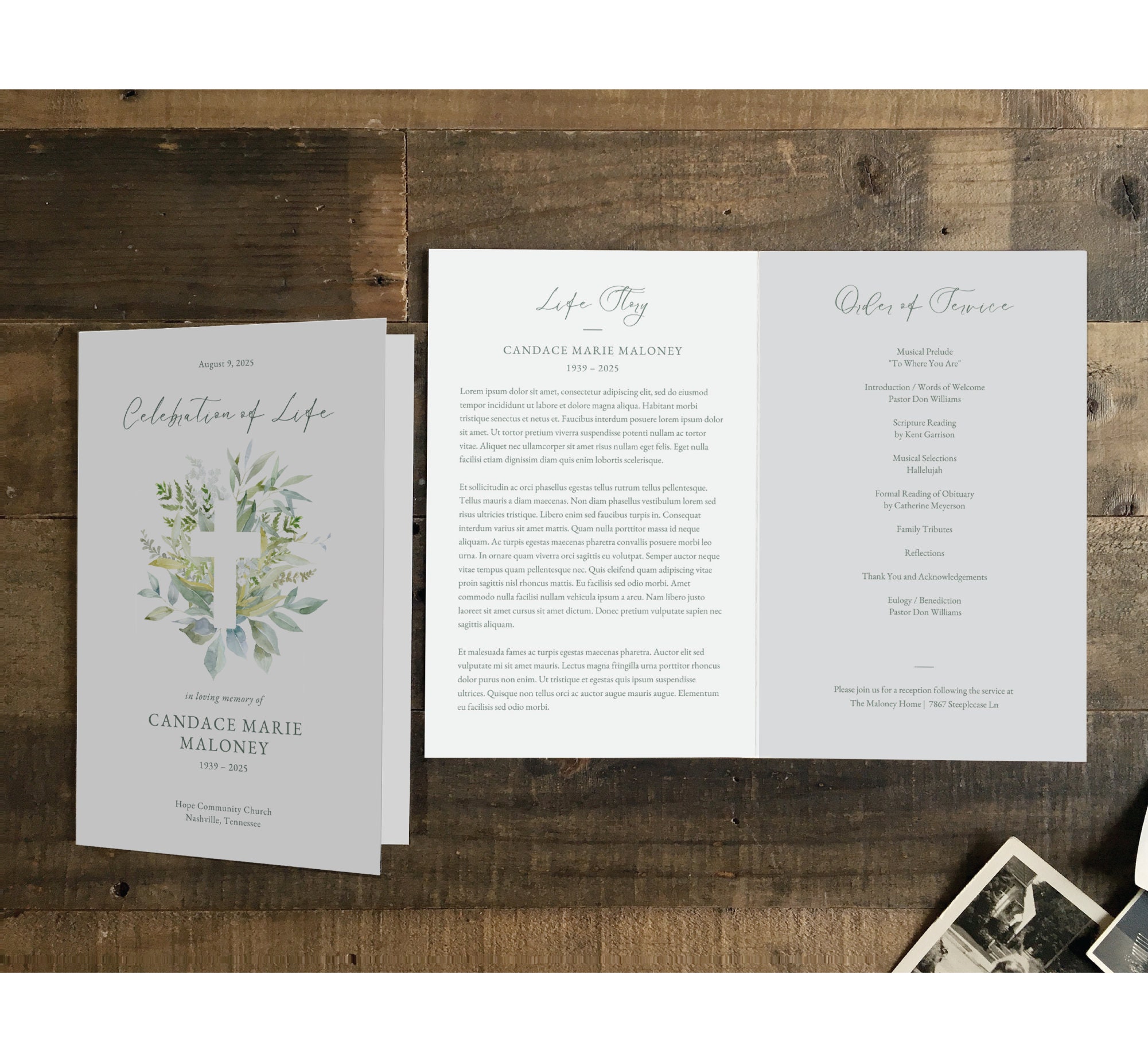 Greenery Cross Canva Template Bundle of 4 Editable - Etsy