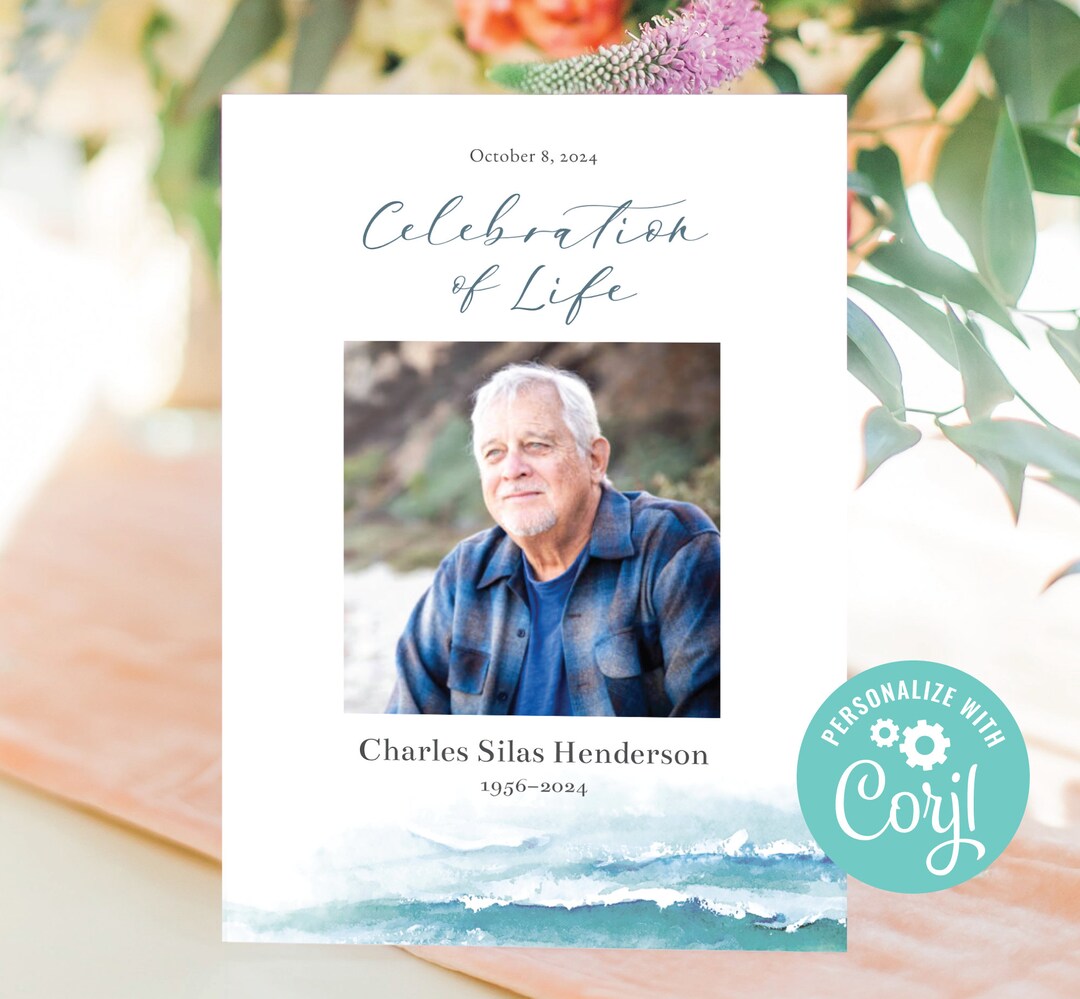 Editable Memorial Photo Card | Memorial Tribute | 5x7 Flat Program ...