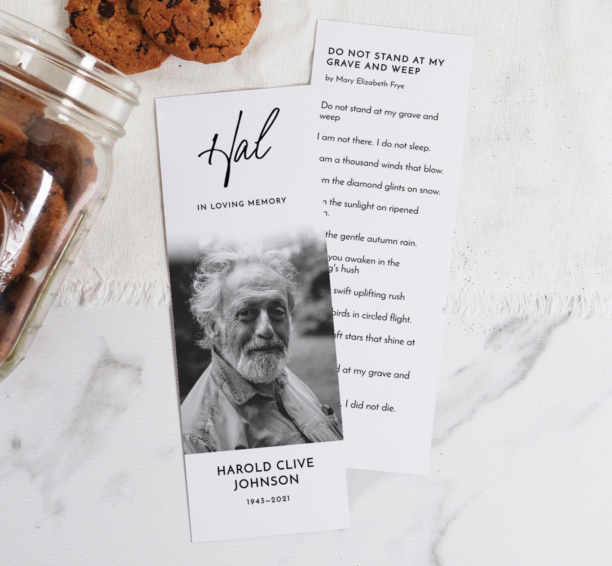 Editable Funeral Bookmark Printable Memorial Bookmark 2.5 X 7 - Etsy