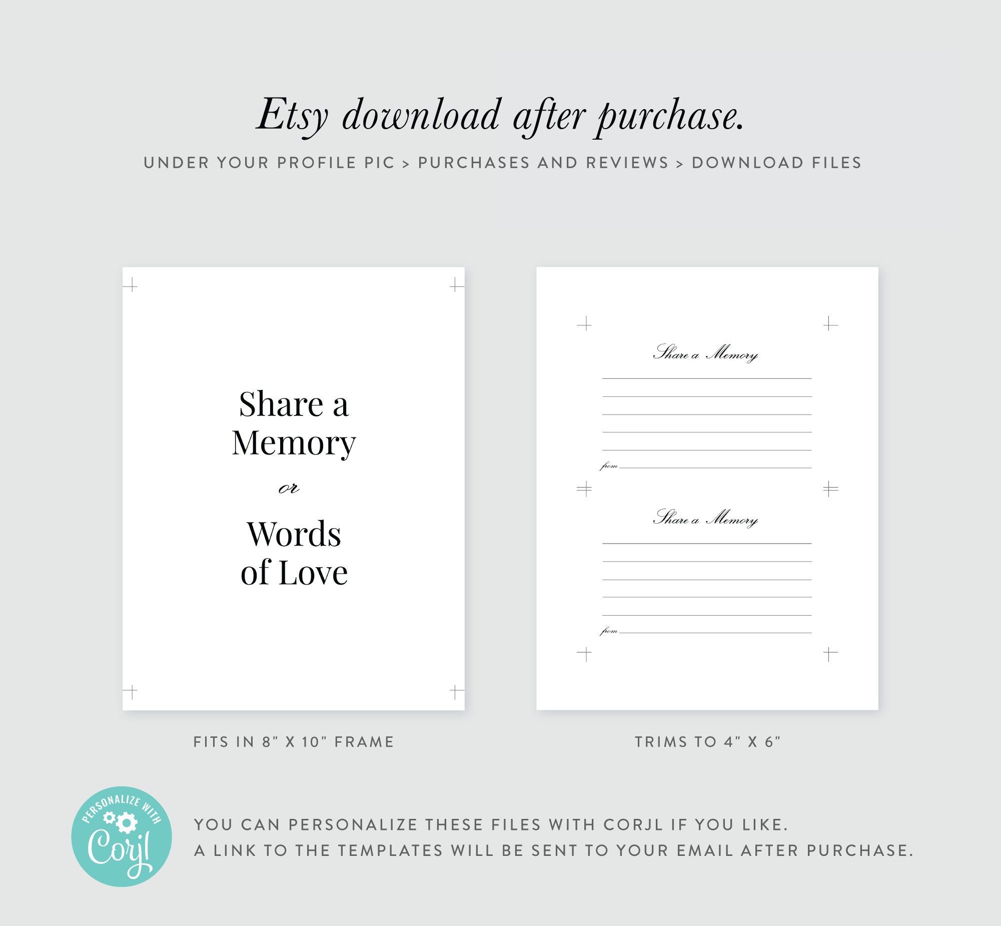 Share a Memory Funeral Sign and Matching Share a Memory Card Printable ...