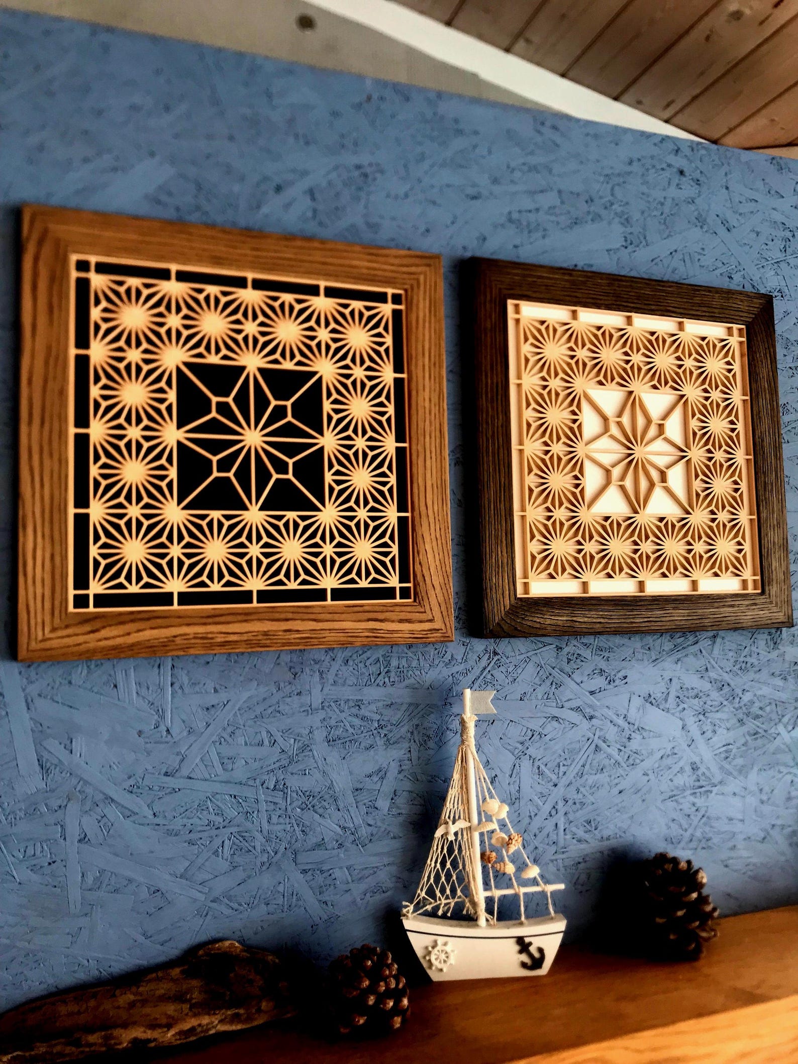 Wall Art Asa-no-ha and Kiri Kumiko Pattern - Etsy