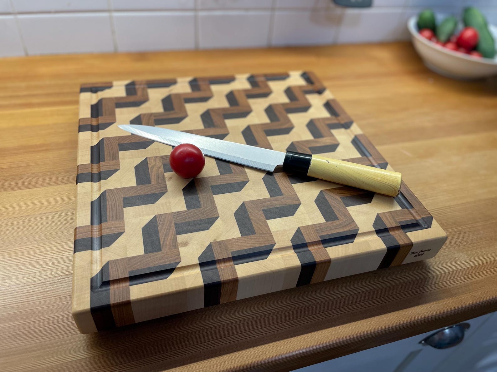 End Grain Cutting Board 3D Zig-zag Pattern - Etsy