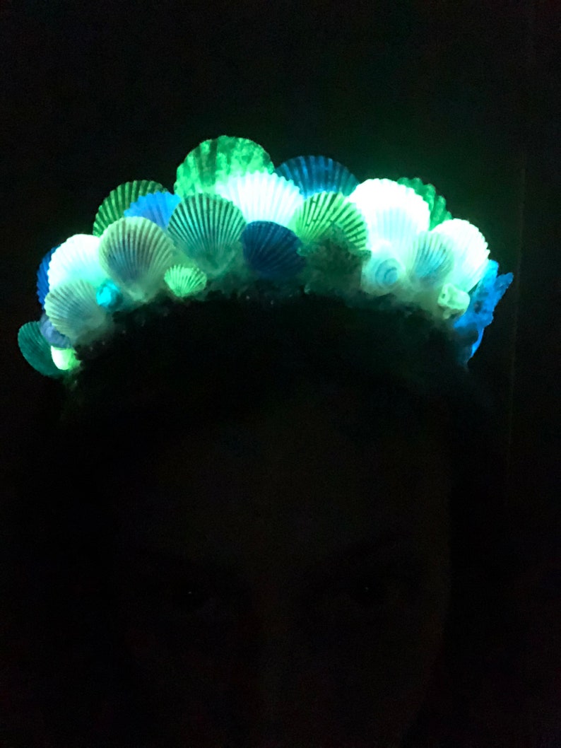 Custom Glowing Mermaid Crown! Festival Wear, Glowing Beach Wear Magical ...