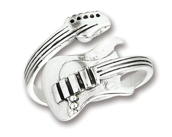 Silver Guitar Ring | Etsy