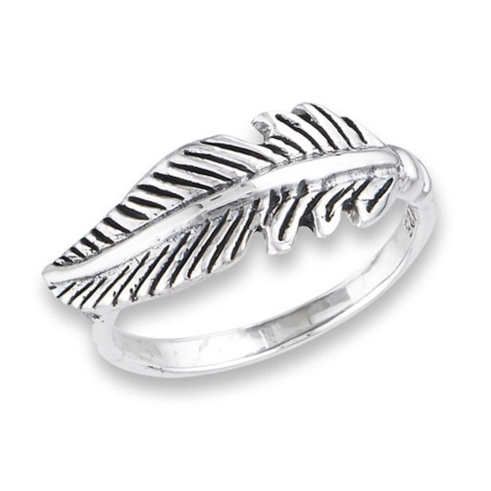 Anillo de pluma de plata de ley - Etsy España
