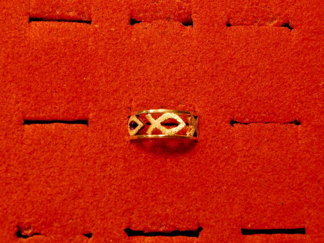 Sterling Silver Ichthys Jesus Fish Ring - Etsy