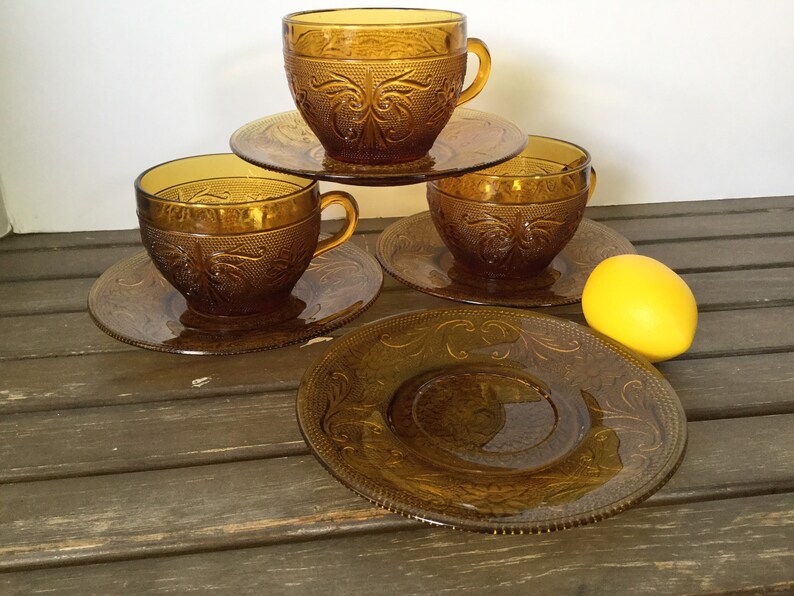 Indiana Glass Amber Tiara Sandwich Pattern Glassware Collection, Sold ...