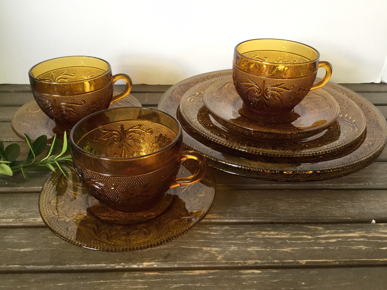 Indiana Glass Amber Tiara Sandwich Pattern Glassware Collection, Sold ...