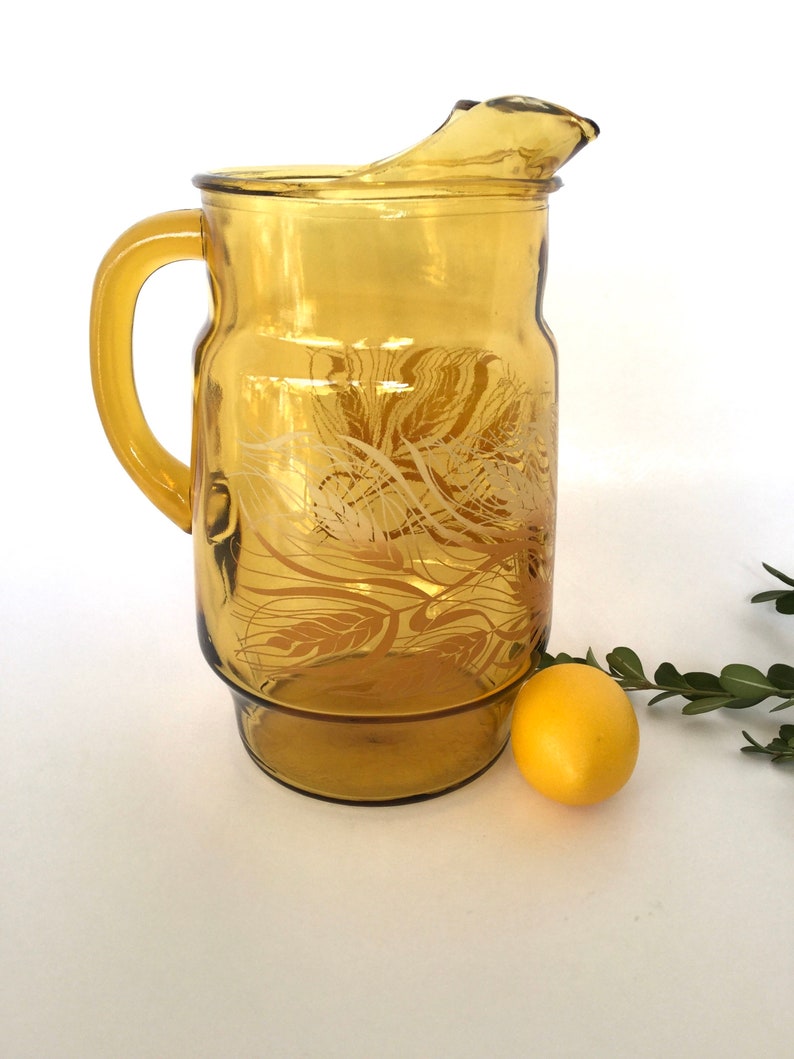 Anchor Hocking Amber Golden Wheat Glass Pitcher - Etsy