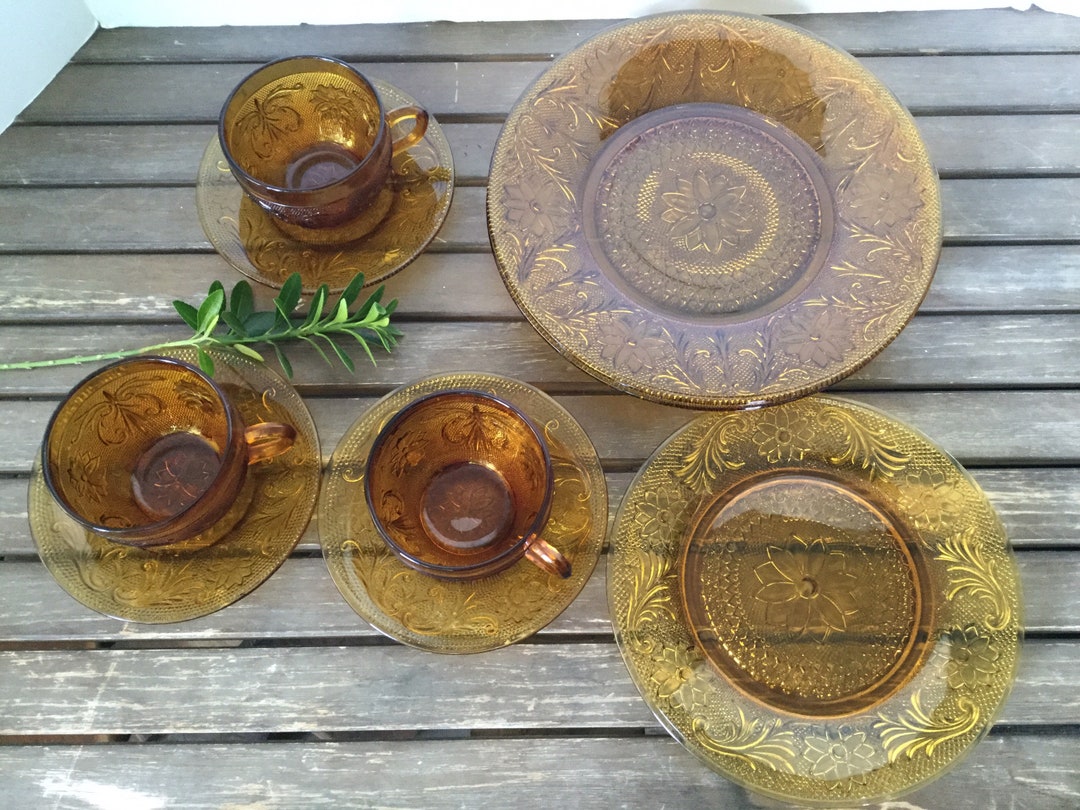 Indiana Glass Amber Tiara Sandwich Pattern Glassware Collection, Sold ...