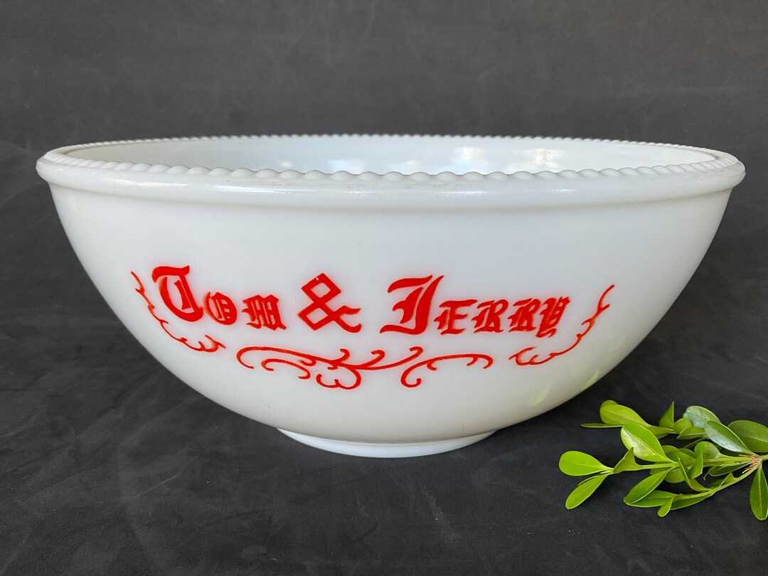 Mc Kee Tom and Jerry Milk Glass Punch Bowl/salad Bowl Made in the USA ...