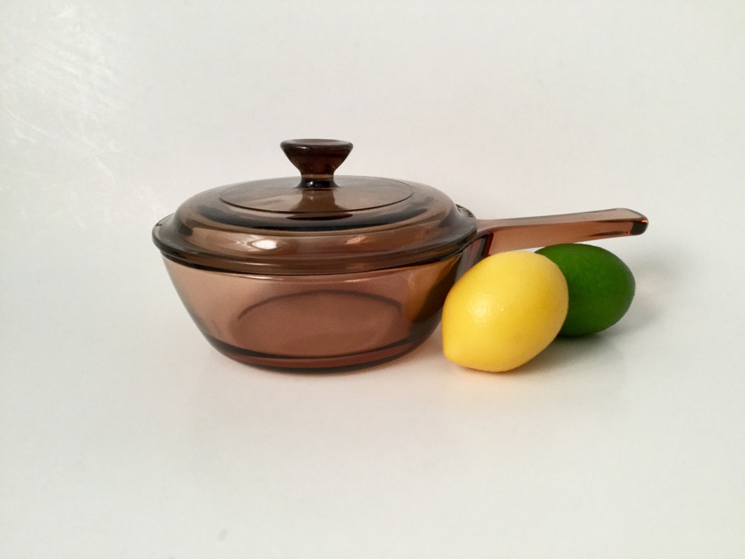 Vision Corning Amber .5L Sauce Pan With Glass Pyrex Lid - Etsy