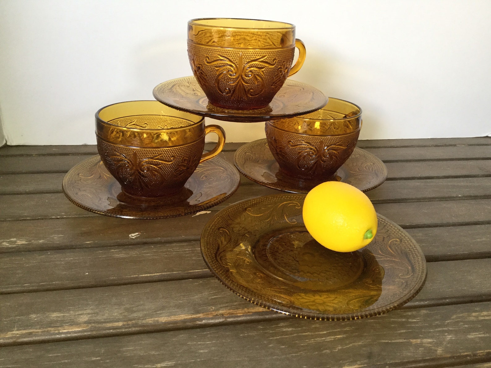 Indiana Glass Amber Tiara Sandwich Pattern Glassware Collection, 9 ...