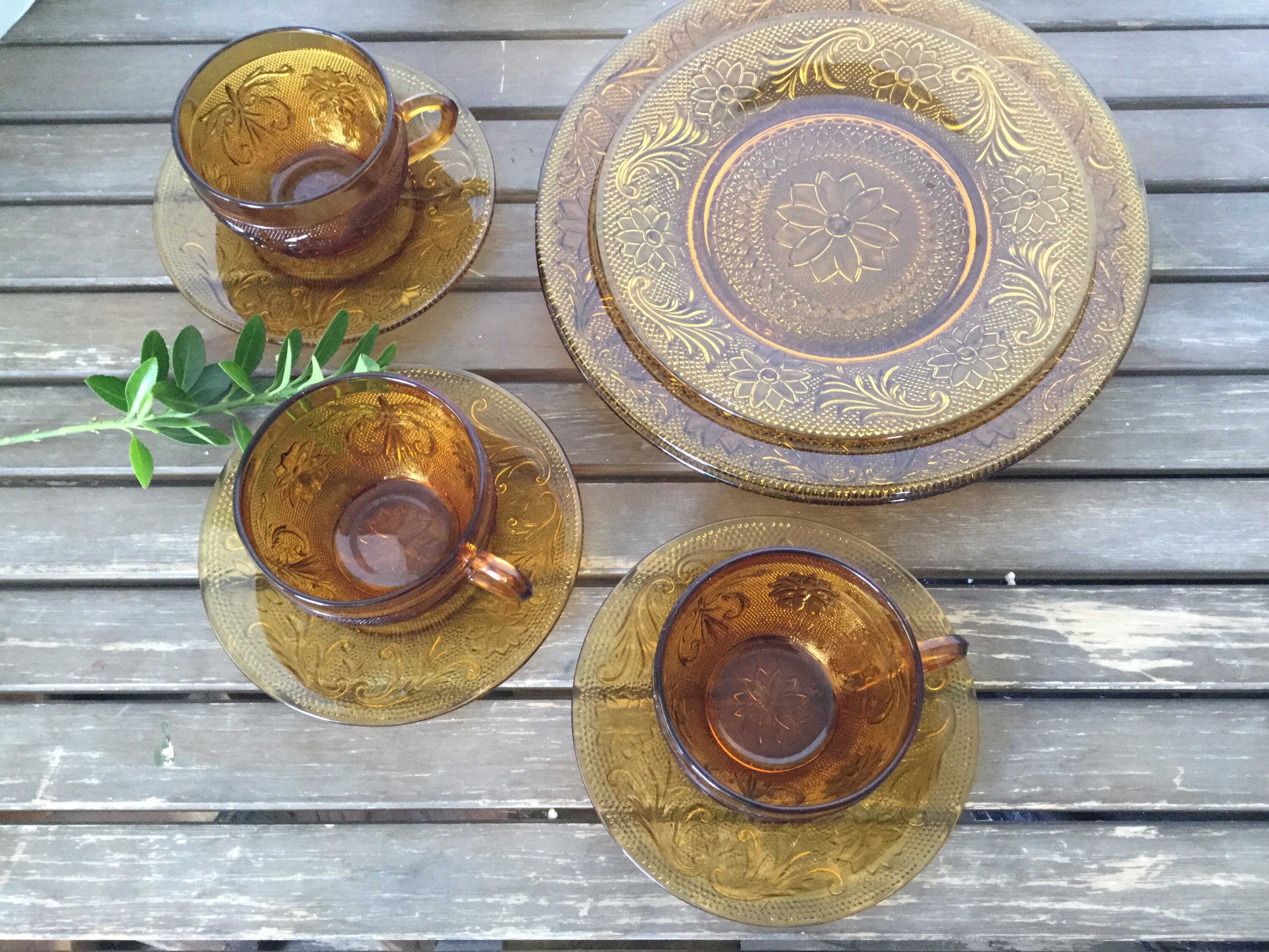 Indiana Glass Amber Tiara Sandwich Pattern Glassware Collection, Sold ...