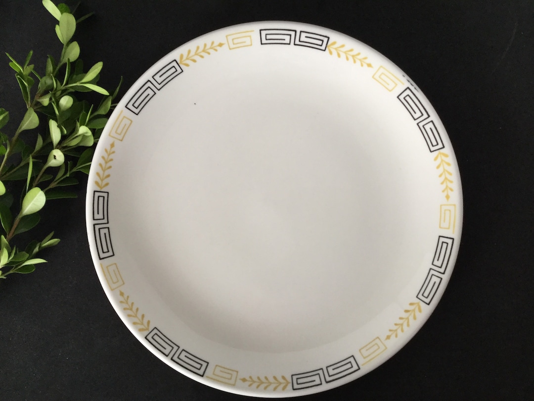 Walker China Vitrified Restaurant Ware, Black Greek Key and Golden ...