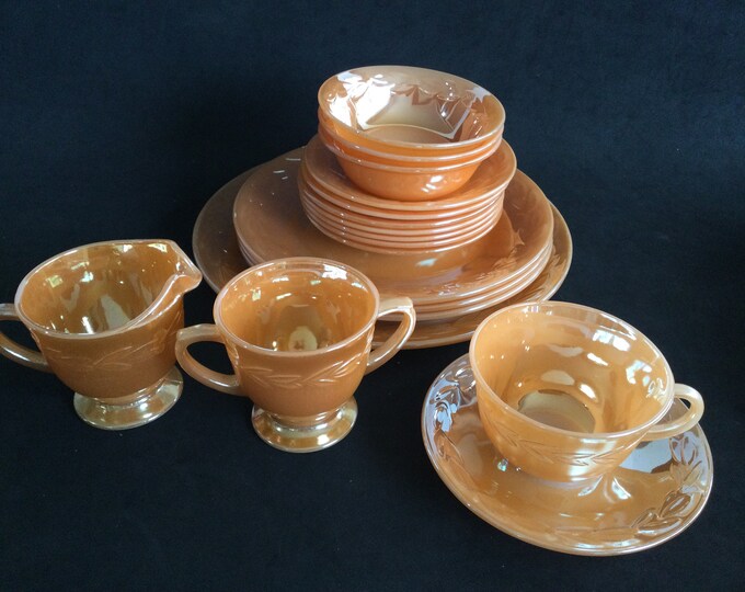 Fire King Peach Luster Laurel Leaf Oven Ware Collection, 18 Pieces - Etsy