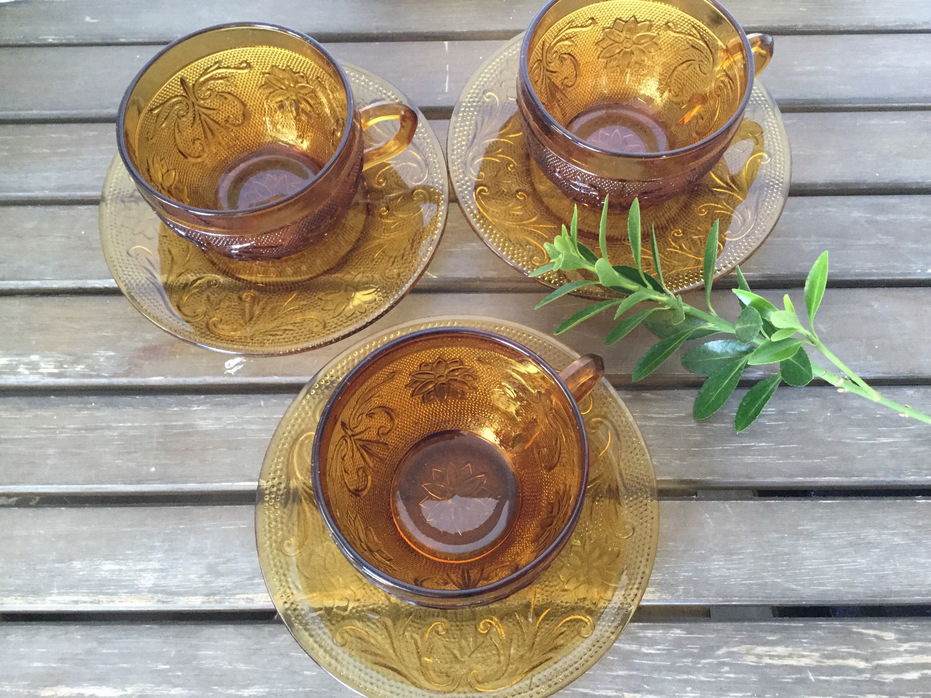 Indiana Glass Amber Tiara Sandwich Pattern Glassware Collection, 9 ...