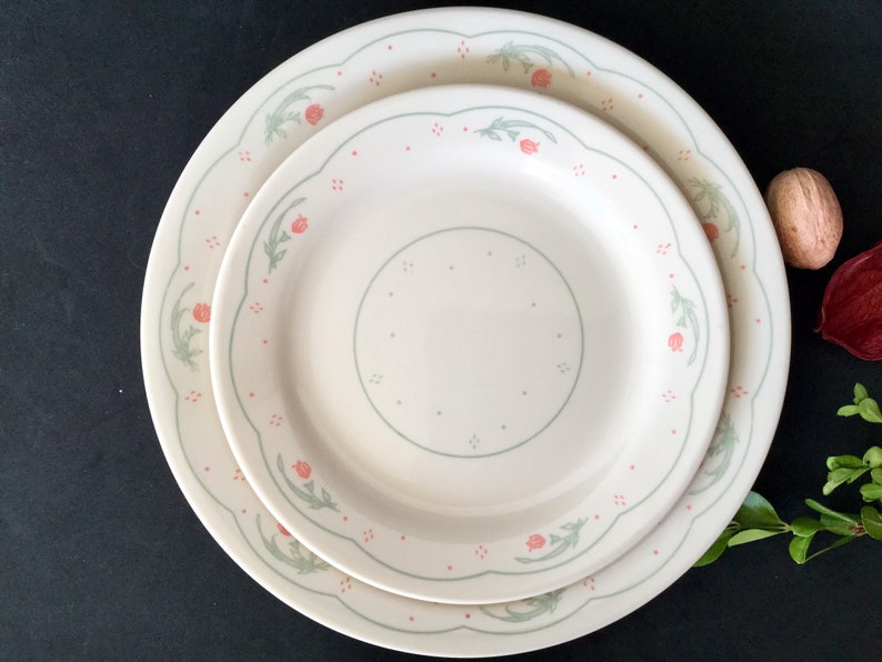 Corelle Calico Rose Pattern Dinnerware Collection, USA Made by Corning, Sold per Piece or Sets ...