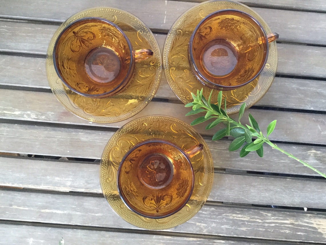 Indiana Glass Amber Tiara Sandwich Pattern Glassware - Etsy