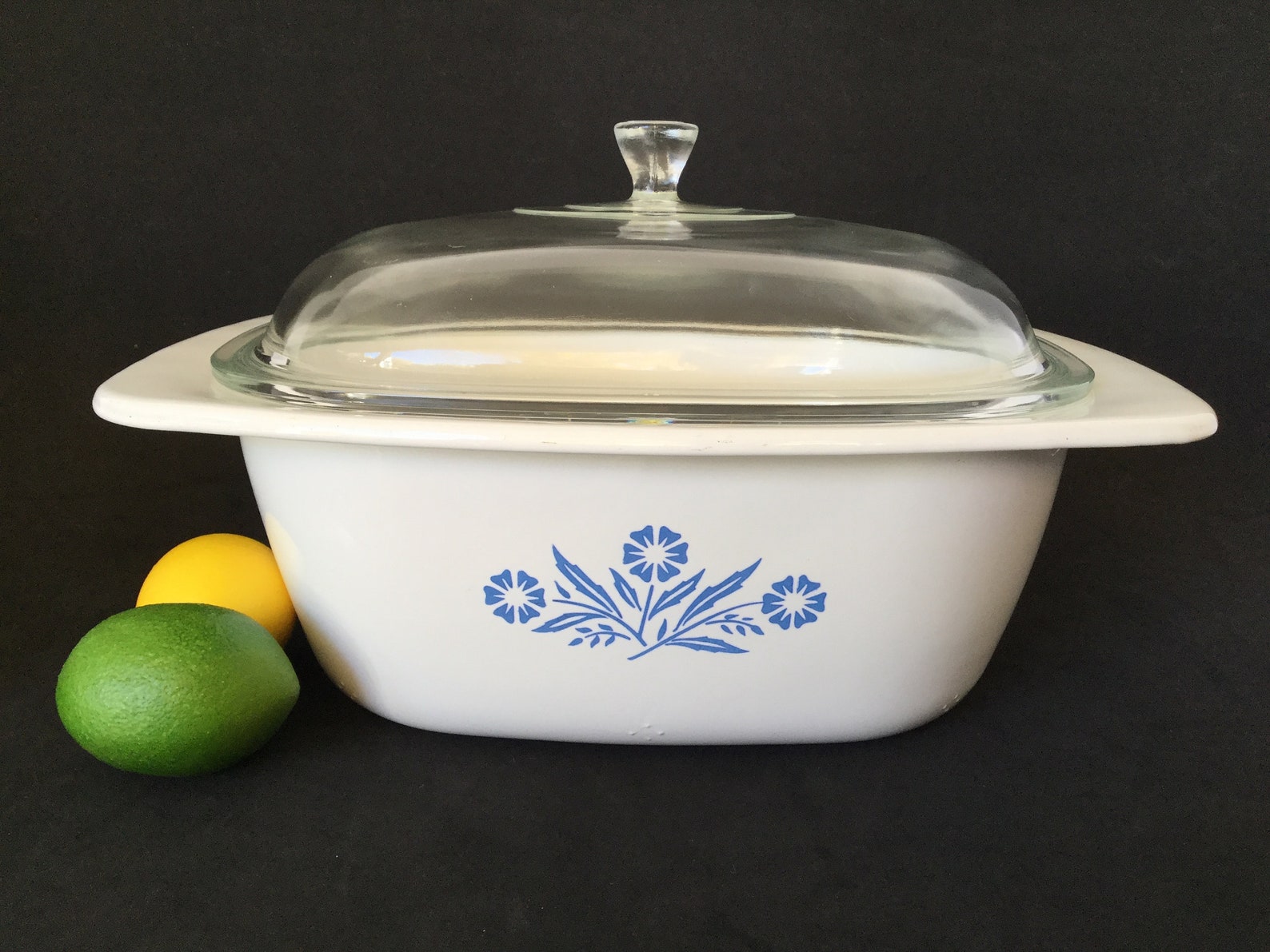 Corning Ware Blue Cornflower Dutch Oven P-34-B, With Domed Pyrex Lid ...