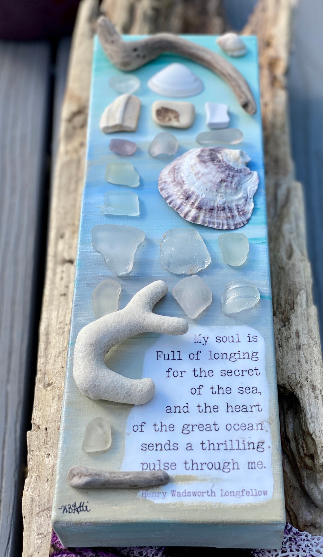 Sea Glass Collage W/ Quote - 12x4" Boxed Canvas - Etsy